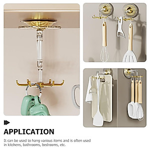 Alipis 2Pcs Kitchen Utensil Hanger with 6 Hooks 360° Rotating Utensils Hanging Rack No Drilling Top Mounted Tableware Holder for Cabinet Wall Home