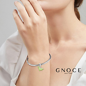 GNOCE Dinosaur Charm Pendant Sterling Silver Purple/Green Enamelled Dinosaur Pendant Charm Fit Bracelet/Necklace Charm for Women(Purple Dinosaur)