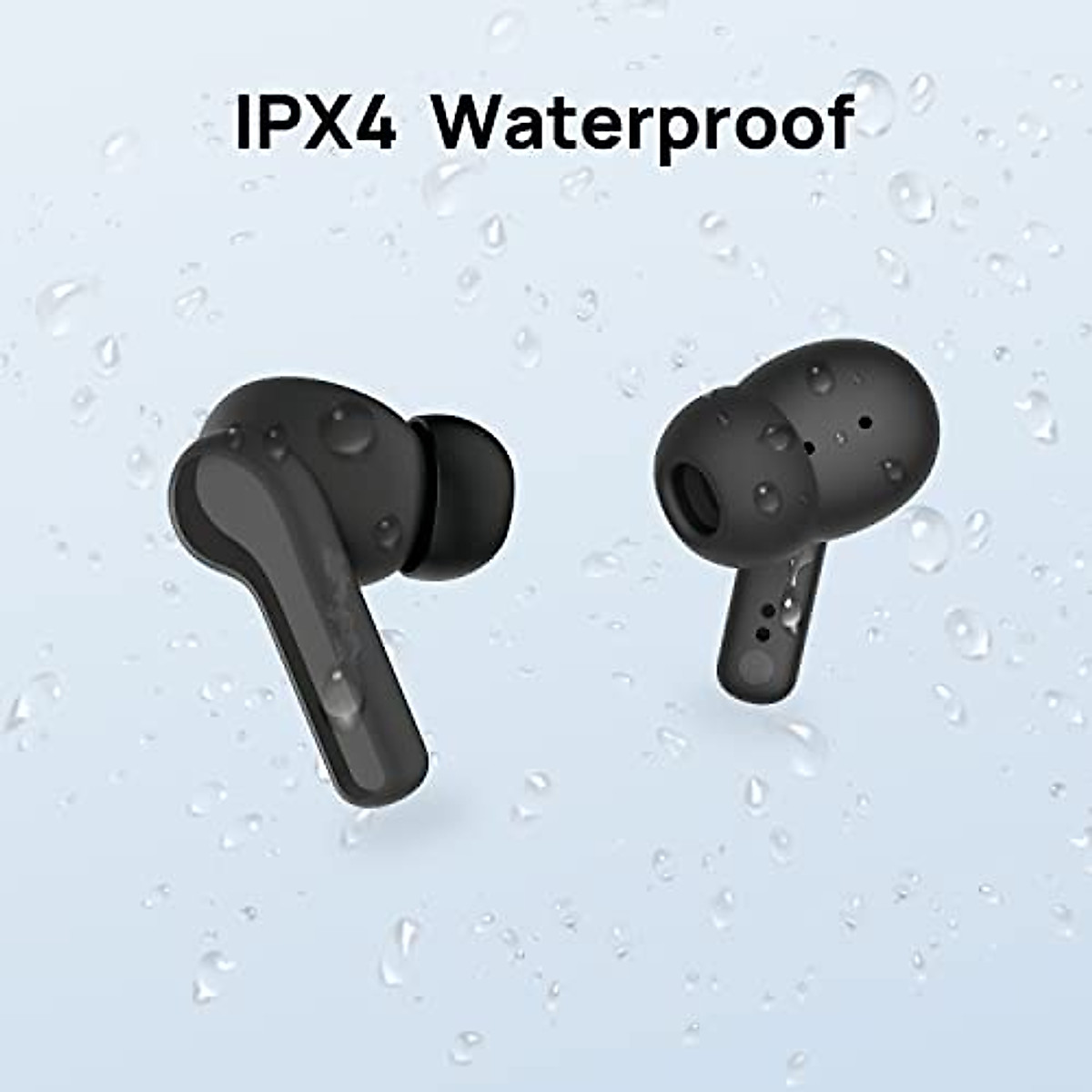 Konnek Stein True Wireless Earbuds, Bluetooth 5.1 Active Noise Cancelling Headphones, Sliding Design Charging Case 500mAh, IPX4 Waterproof, Deep Bass Built-in Mic Call for Business & Sports - Black