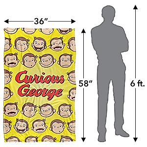 Trevco Curious George Heads Silky Touch Super Soft Throw Blanket 36" x 58"