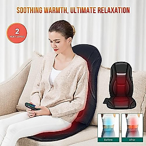 Snailax Vibration Back Massager with Heat, Seat Massager with 8 Vibrating Motors & 5 Modes, Chair Massager, Massage Cushion, Massage Chair Pad for Chair,Office, Gifts