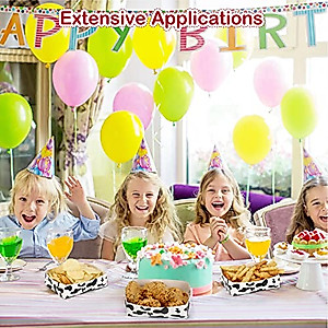 50 Pack Cow Print Party Supplies Cow Party Favors Cow Print Party Decorations Cow Paper Food Trays Cow Theme Birthday Party Favors Nacho Trays Paper Tray Hot Dog Trays for Baby Shower, Cow Style