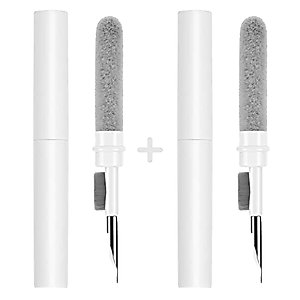 2 PCS Bluetooth Earbuds Cleaning Pen for Airpods - 3 in 1 Wireless Headphones Cleaning Kit Portable Earphone Brush Multifunctional Cleaner Kits for Earphones Charging Ports Mobile Phone, White