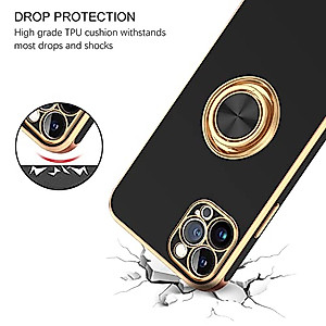 BENTOBEN iPhone 13 Pro Case, iPhone 13 Pro Phone Case, Slim Fit 360° Ring Holder Kickstand Magnetic Car Mount Supported Protective Non-Slip Girls Boys Women Men Case Cover for iPhone 13 Pro 6.1, Black