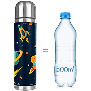 Starship Cartoon Stainless Steel Water Bottle Leak-Proof, Double Walled Vacuum Insulated Flask Thermos Cup Travel Mug 17 OZ