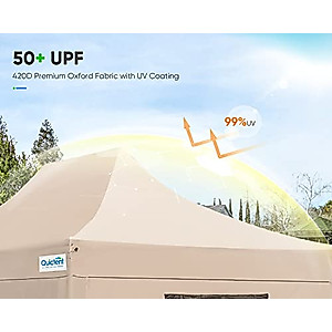 Quictent Privacy 10x15 ft Ez Pop up Canopy Tent Enclosed Outdoor Instant Shelter Party Tent Event Gazebo with Sidewalls and Mesh Windows Waterproof (Beige)