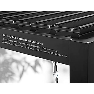 ONLYCTR Outdoor Louvered Pergola 10' × 10' Aluminum Large Pergola Patio Rainproof Pergola with Adjustable Roof, Black Gazebo for Outdoor Deck Garden Beach Patio (10' × 10', Black)