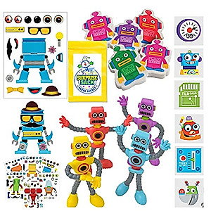 120 Pc Robot Birthday Party Favors for Kids Pack (Great for Goodie Bags for Kids Birthday, Return Gifts for Kids Birthday, Boys Party Favors, Robot Party Supplies & Robot Stocking Stuffers)