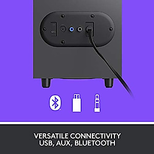 Logitech Z407 Bluetooth Computer Speakers with Subwoofer and Wireless Control, Immersive Sound, Premium Audio with Multiple Inputs, USB Speakers