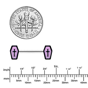 Body Candy 14G Womens Nipplerings Piercing 316L Steel 2Pc Glow in the Dark Purple Coffins Nipple Ring Set 9/16"