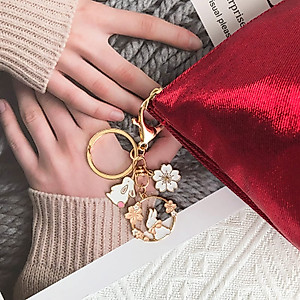 HOLAOCT Cute Keychains Aesthetic Bunny Keychain Accessories Kawaii Cat Key Ring for Women,Keychains Charm for Airpod,Backpack