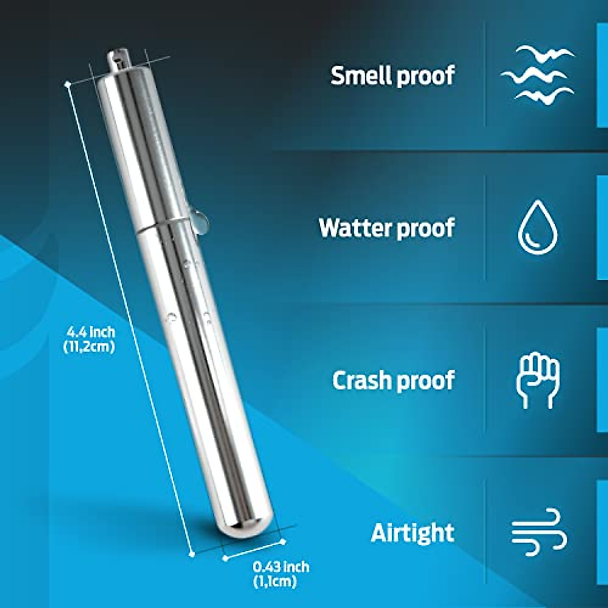 Epulse Smell Proof Metal Tubes Holder (3 pack), Air Tight Aluminum Storage Tubes, Smell Proof Container, Portable Metal Tube to Protect Your Pre Rolls Cones (Up to 112mm - King Size - Gray)