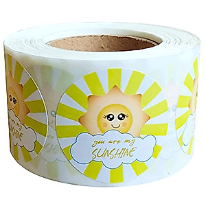 You are My Sunshine Stickers 1.5" Sending Sunshine Your Way Themed Thank You Customer Appreciation Stickers 500Pcs Sunshine Sticker Thank You Sticker for Small Business,Packaging,Envelope,Party Favors