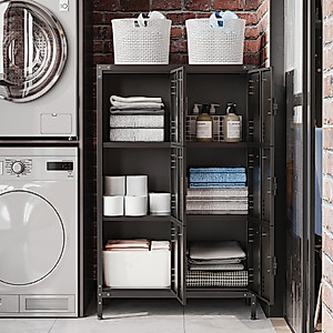 Metal Storage Cabinet, Storage Locker Employees Locker with 6 Doors, 47" Height Steel Cabinet with Lockable Doors, Storage Cabinet with Adjustable Feet for Home Office Gym.