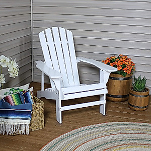 Sunnydaze Coastal Bliss Outdoor Painted Adirondack Chair - Natural Fir Wood Construction - Patio, Deck, Fire Pit, Garden, Porch and Lawn Seating - White