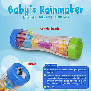 Playkidz 8.5" Rainmaker Rattle Toy for Babies & Toddlers, Kids Rainfall Rattle Tube, Rain Stick Shaker, Music Sensory Auditory Instrument Toy.