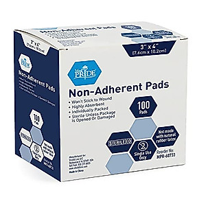 Medpride Sterile Non-Adherent Pads| 100-Pack, 3” x 4”| Non-Adhesive Wound Dressing| Highly Absorbent & Non-Stick, Painless Removal-Switch| Individually Wrapped for Extra Protection