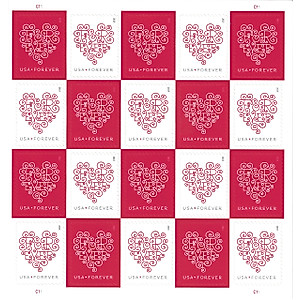 USPS Forever Hearts Forever Stamps - 100 Stamps (5 sheets of 20)