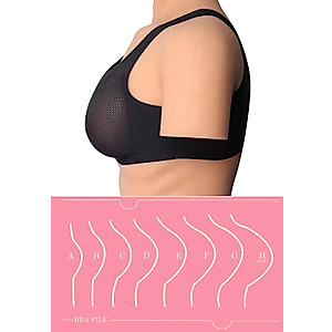 Waterdrop Silicone Breast Forms with Mesh Pocket Bra Set for Mastectomy (Black C Cup- 800g)