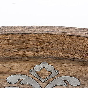 Medium 20.75-Inch Long Wood and Metal Heritage Collection Oval Tray