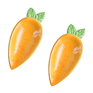 UPKOCH Veggie Platter 2pcs Ceramic Carrot Shape Dishes Dipping Bowls Appetizer Plates Sauce Platter Dinnerware Kids Cutlery