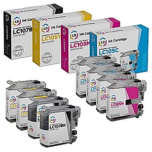 LD Products Compatible Ink Cartridge Replacements for Brother LC107 & LC105 Super High Yield (2 Black, 2 Cyan, 2 Magenta, 2 Yellow, 8-Pack) for MFC-J4310DW, MFC-J4410DW, MFC-J4510DW, MFC-4610DW