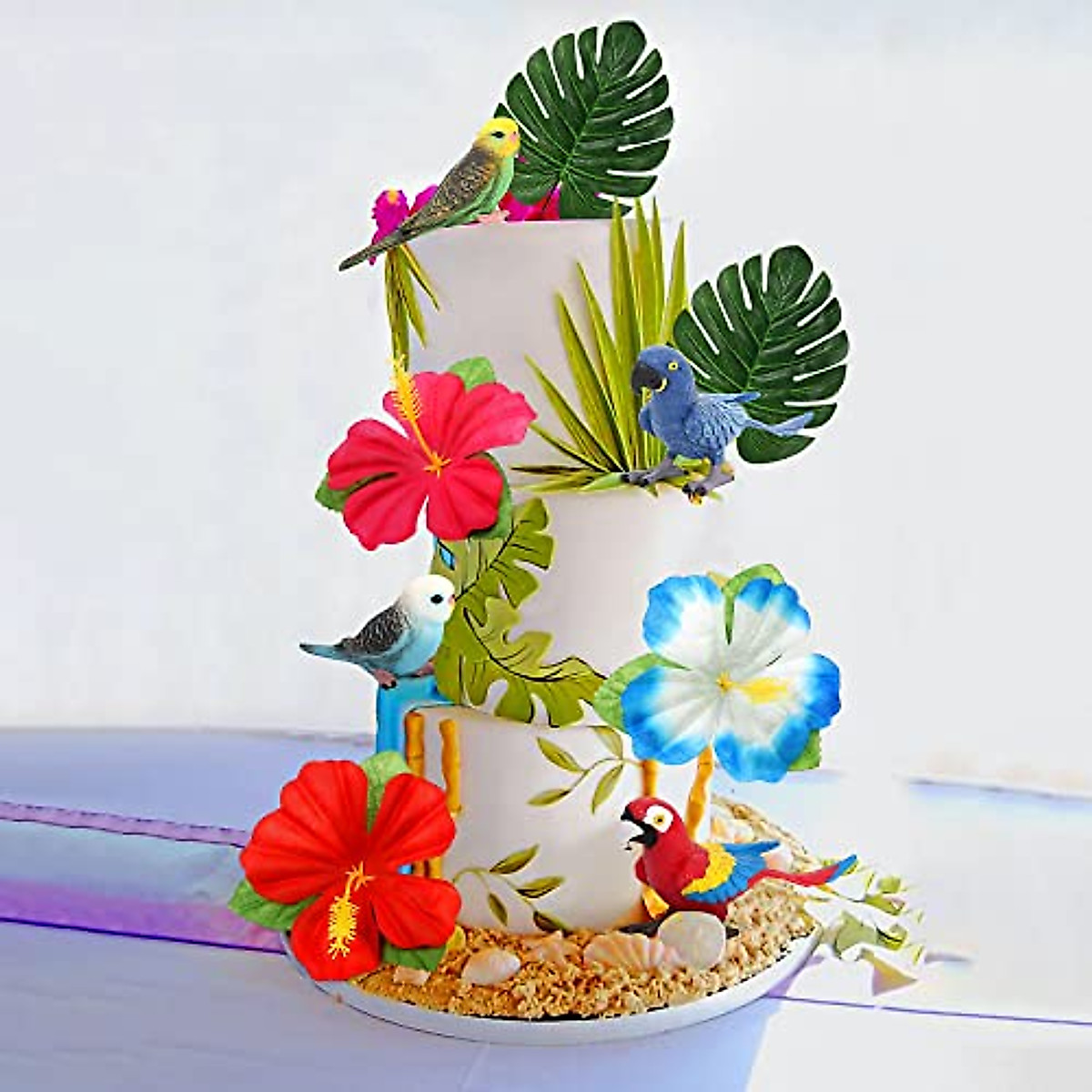 JeVenis Parrot Birthday Cake Decoration Tropical Bird Cupcake Decoration Parrot Party Supplies Tropical Bird Cake Decoration Parrot Birthday Party Decoration