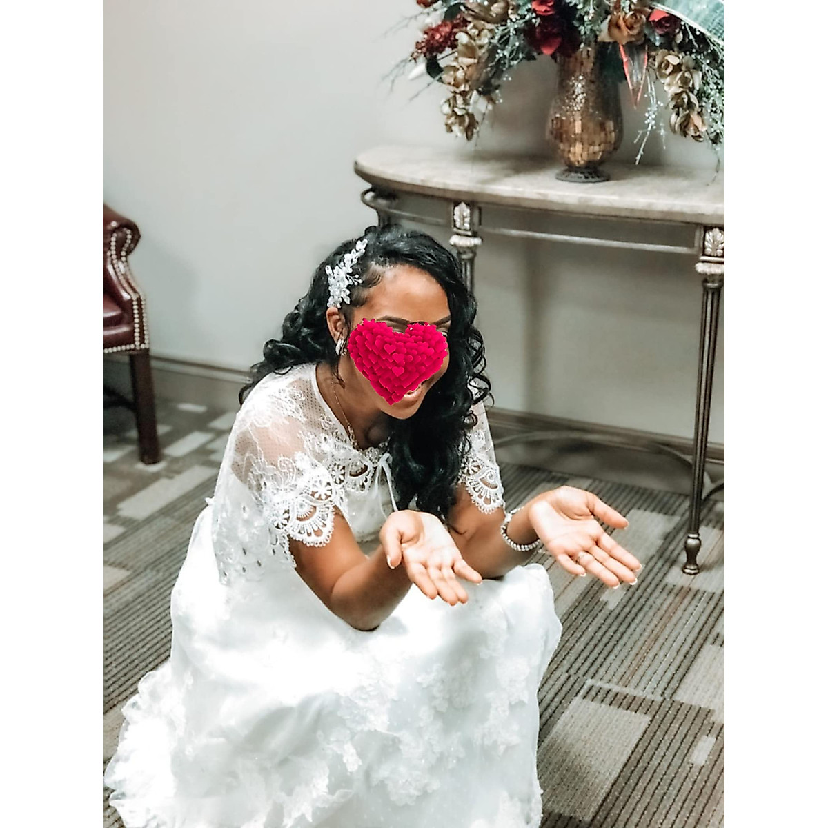 Vivivalue Lace Bride Cape Capelet Wrap Shrug Shawls Stole Boleros Rhinestone Wedding