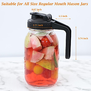 Mason Jar Pitcher Lid With Pour Spout & Handle Regular Mouth Mason Jar Lids With Flip Cap Easy Pouring Spout Airtight Leak-Proof Turns Your Mason Jar Into Pitcher (Jars Not Included)