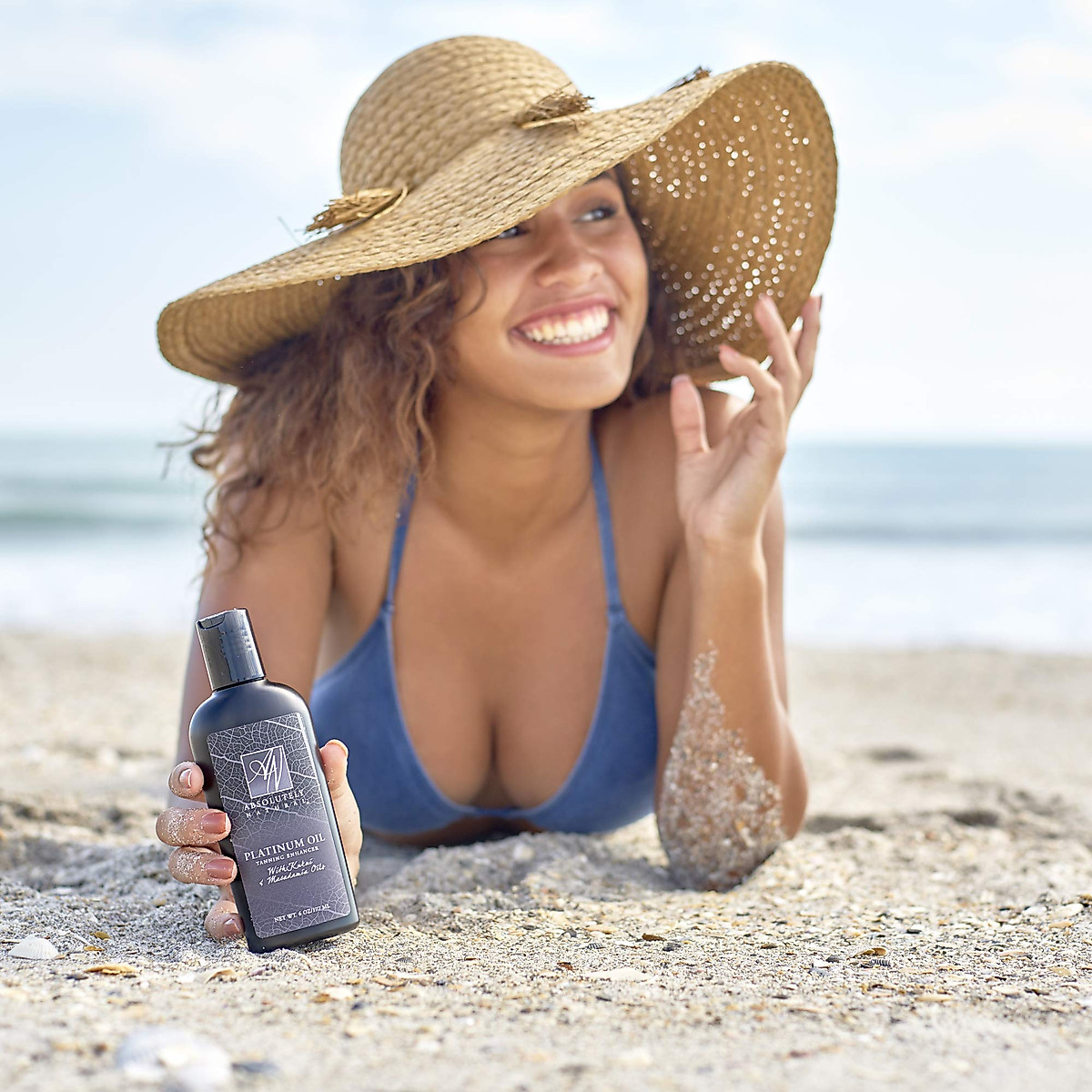 Absolutely Natural - Platinum Dark Tanning Oil - Organic Suntan Lotion with Bronzer for Outdoors & Massages - Rose Hips & Aloe - 6 Oz