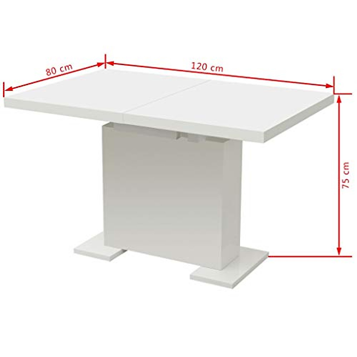 Tidyard Extendable Dining Table High Gloss White
