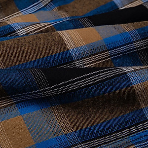 JIAER Men's Button Down Long Sleeve Flannel Plaid Casual Shirt XL Blue