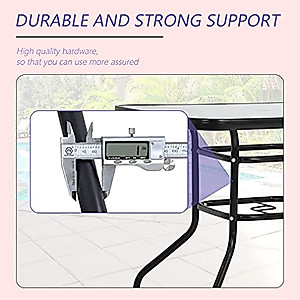 FDW Outdoor Table Patio Table Dining Table with Tempered Glass Umbrella Hole for Lawn Balcony, Yard (Square)