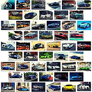 Car Posters for Boys Room,Car Wall Collage Kit for Wall Art Prints,Car Pictures Dorm Room Decor for Teen Boys (50pcs 4x6 inch）