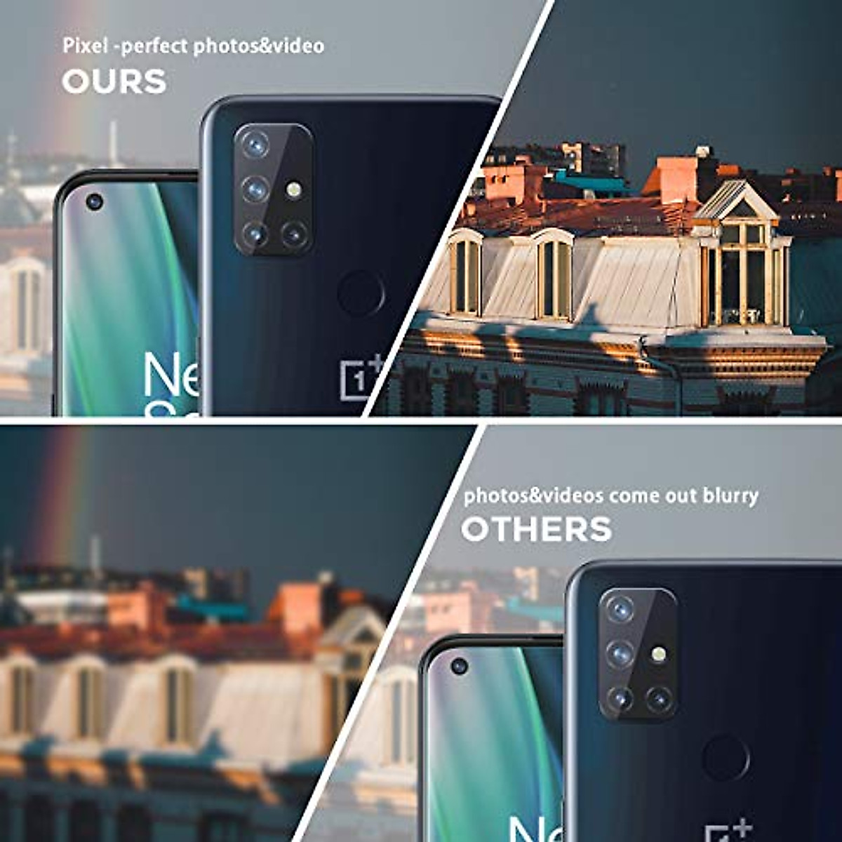 Orzero (5 Pack) Compatible for OnePlus Nord N10 5G 3 Pack Tempered Glass Screen Protector+ 2 Pack Flexible Glass Camera Lens Protector, HD Bubble-Free (Lifetime Replacement)