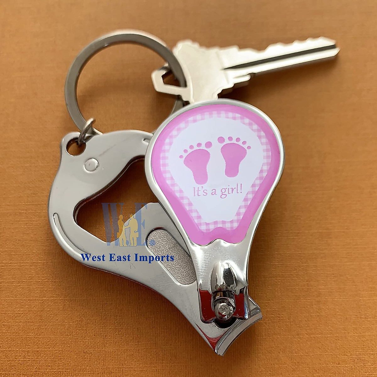 Baby Shower Pink Girl Keychain Favors (12 PCS) Nail Clipper and Bottle Opener Party Gift for Guest