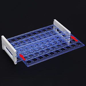 stonylab Test Tube Rack, 3-Tier Detachable Blue Plastic Test Tube Rack Tube Holder Stand Rack for Laboratory Scientific Experiments, 45/64 inch 40-Place