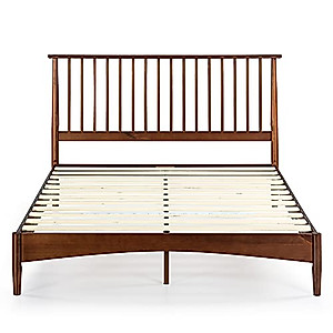 ZINUS Linda Mid Century Wood Platform Bed Frame / Solid Wood Foundation / Wood Slat Support / No Box Spring Needed / Easy Assembly, King,Brown