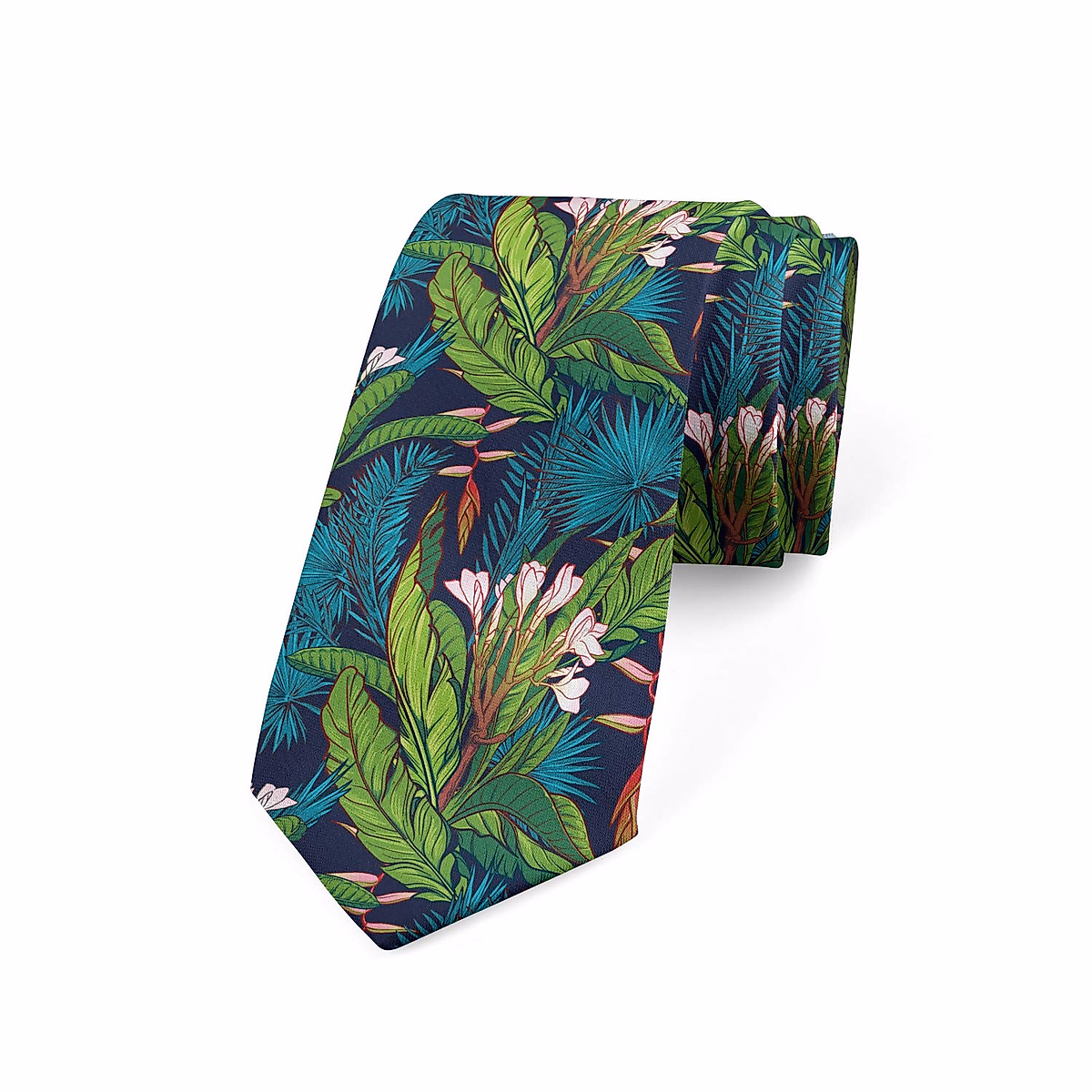Ambesonne Men's Tie, Tropical Jungle Pattern, Necktie, 3.7", Green Blue