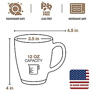 Eparé 12 oz Clear Glass Coffee Mugs Set of 6 - Glass Mugs for Hot Beverages - Durable Clear Coffee Cups - Tempered Glass Coffee Cup - Tea & Coffee Glass Cup - Giftable Clear Coffee Mug with Handle