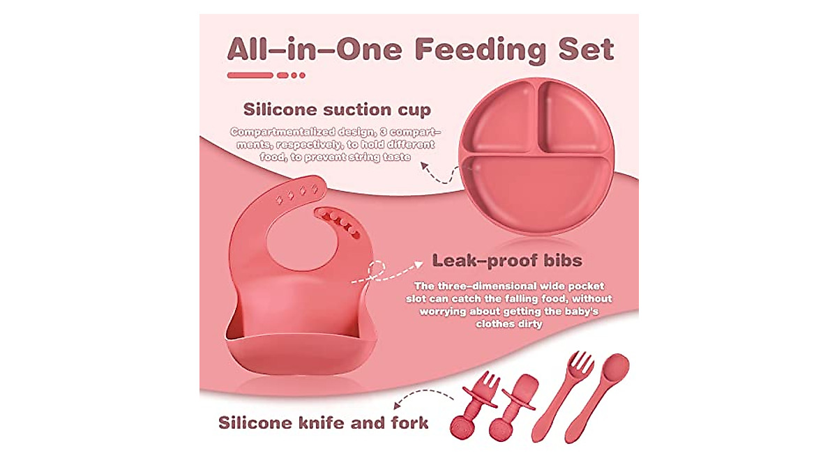 ANAVIL Baby Feeding Set - 8 Pack Silicone Feeding Supplies