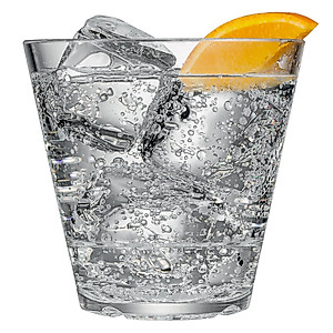 Drinique Unbreakable Caliber Double Rocks Whiskey Glass (Set of 4) 12oz Old Fashioned Whiskey Glasses - Stackable, Shatterproof, Dishwasher Safe - Clear