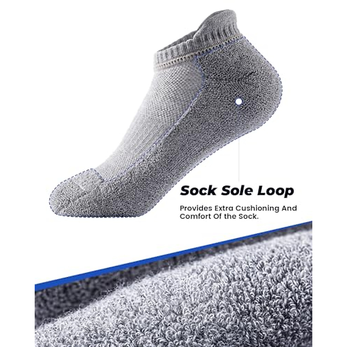 IDEGG 8 Pairs Ankle Performance Athletic Running Socks Low Cut Sports Tab Socks for Women and Men (Grey, Women Size:8-12)