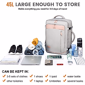 LOVEVOOK Carry on Backpack, 45L Large Travel Backpack for Women Airline Approved, Expandable Large Suitcase Backpacks With 4 Packing Cubes, Aer Travel Pack 3, Water Resistant Weekender Bag