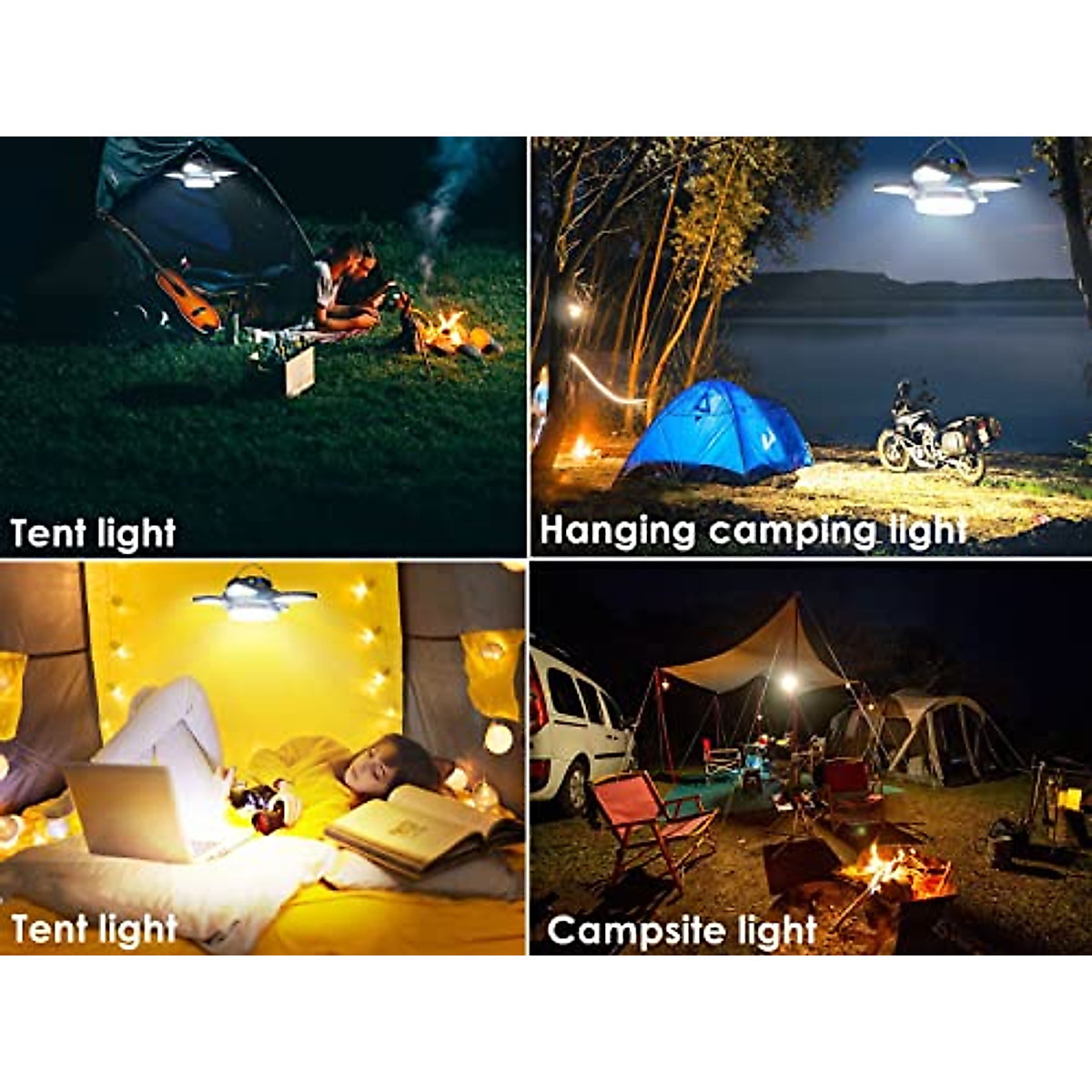 HULPPRE Solar Camping Lantern with USB, 5+1 Leaves 96leds Brighter Portable Tent Lights, Support Phone Charging Emergency Solar Lantern Lamp for Hurricane,Hiking,Chicken Coop,Canopy,Shed/Barn