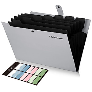 SKYDUE Expanding File Folders with 8 Pockets, Accordion File Organizer, Portable Document Paper Organizer for Home, School, and Office, Pack of 2, Gray