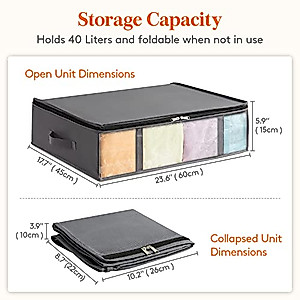 Lifewit Under Bed Storage Containers 6 Pack, Foldable Clothing Storage Bags with Front Clear Window, Closet Organizers and Storage for Towels, Clothes, Blankets, Grey