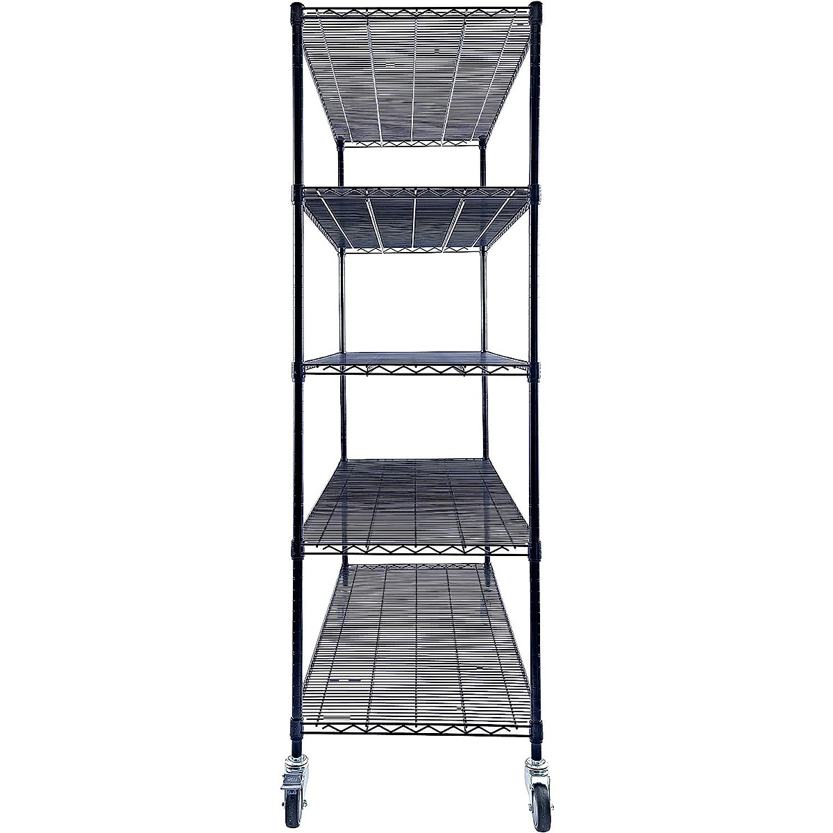 Utility Basics 60" x 24" x 72" Black 5-Tier Wire Shelving NSF 4000 LBS Max Capacity Heavy Duty Steel Storage Rack for Warehouses, Garages, Hospitals, Kitchens, and Commercial Spaces w/Premium Wheels