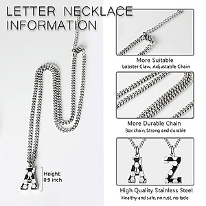 AIAINAGI Soccer Initial A-Z Letter Necklace for Men Soccer Charm Pendant Stainless Steel Silver Chain 22inch Personalized Soccer Gift for Men(A)