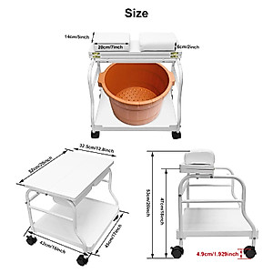 Beauty Salon Nail Or Foot Bath Spa Portable Esthetician Trolley Cart for Foot Rest Pedicure Manicure Funiture Massage Table Salon Supplies 2 Way Use 2 Color Option Elitzia (White 2pcs)